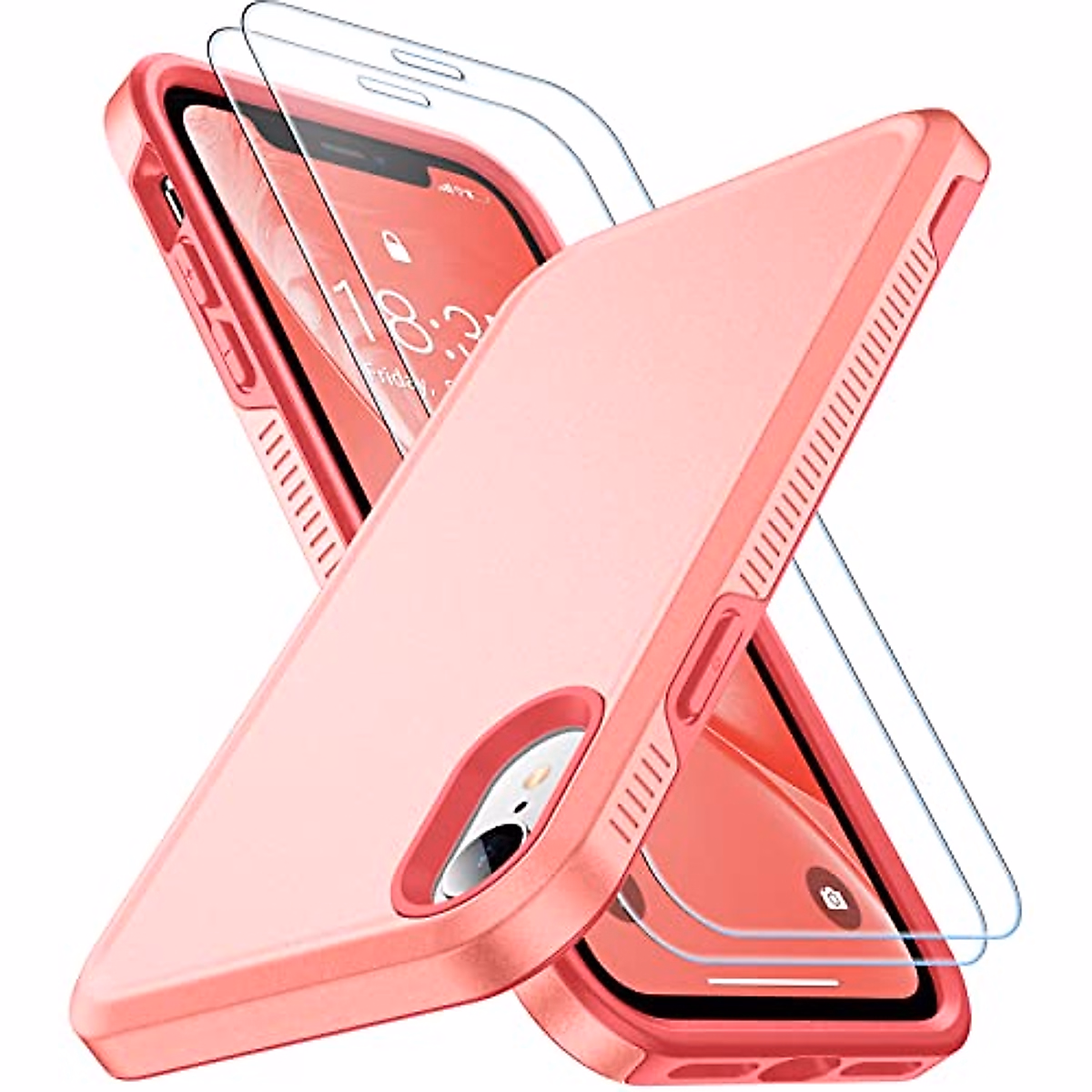 SPIDERCASE for iPhone XR Case, [10 FT Military Grade Drop Protection] [Non-Slip] [2 pcs Tempered Glass Screen Protector] Shockproof Airbag Cushion Protective Case for iPhone XR (Cherry Juice Pink)