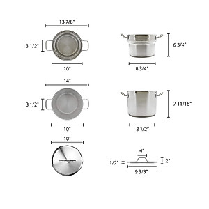 Thunder Group 8 quart 18/8 stainless steel double boiler (3 pcs set), comes in each