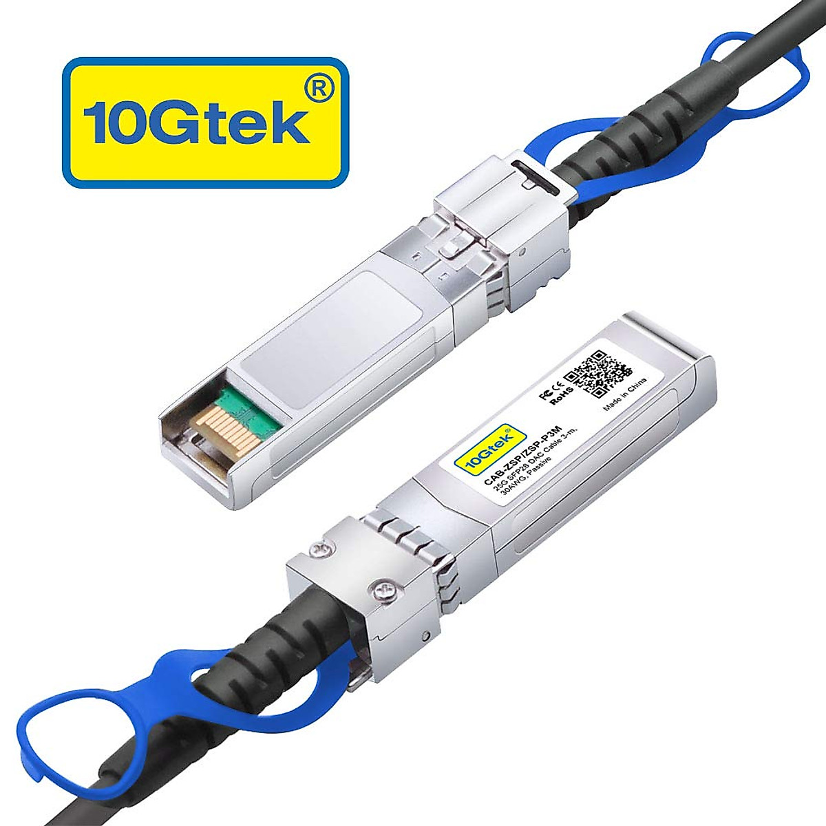 10Gtek 25G SFP28 SFP+ DAC Cable - 25GBASE-CR SFP28 to SFP28 Passive Direct Attach Copper Twinax Cable for Cisco SFP-H25GB-CU3M, Ubiquiti UC-DAC-SFP28, Supermicro and More, 3-Meter(10ft)