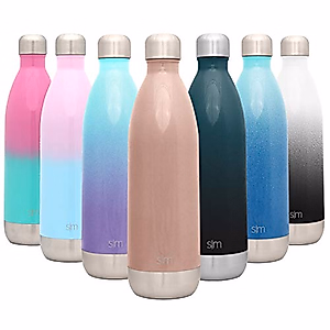 Simple Modern 34 Ounce Wave Water Bottle - Stainless Steel Liter Double Wall Vacuum Insulated Leakproof -Rose Gold