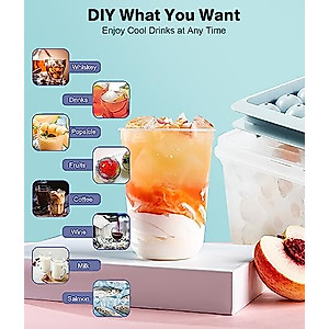 DclobTop Stackable Round Ice Cube Tray Set with Lid & Bin – Create 99PCS Round Ice Balls, Ice Trays for Freezer is Easy to Release & Sturdy– Small Pellet Ice Maker for Drinks, Coffee and Cocktails