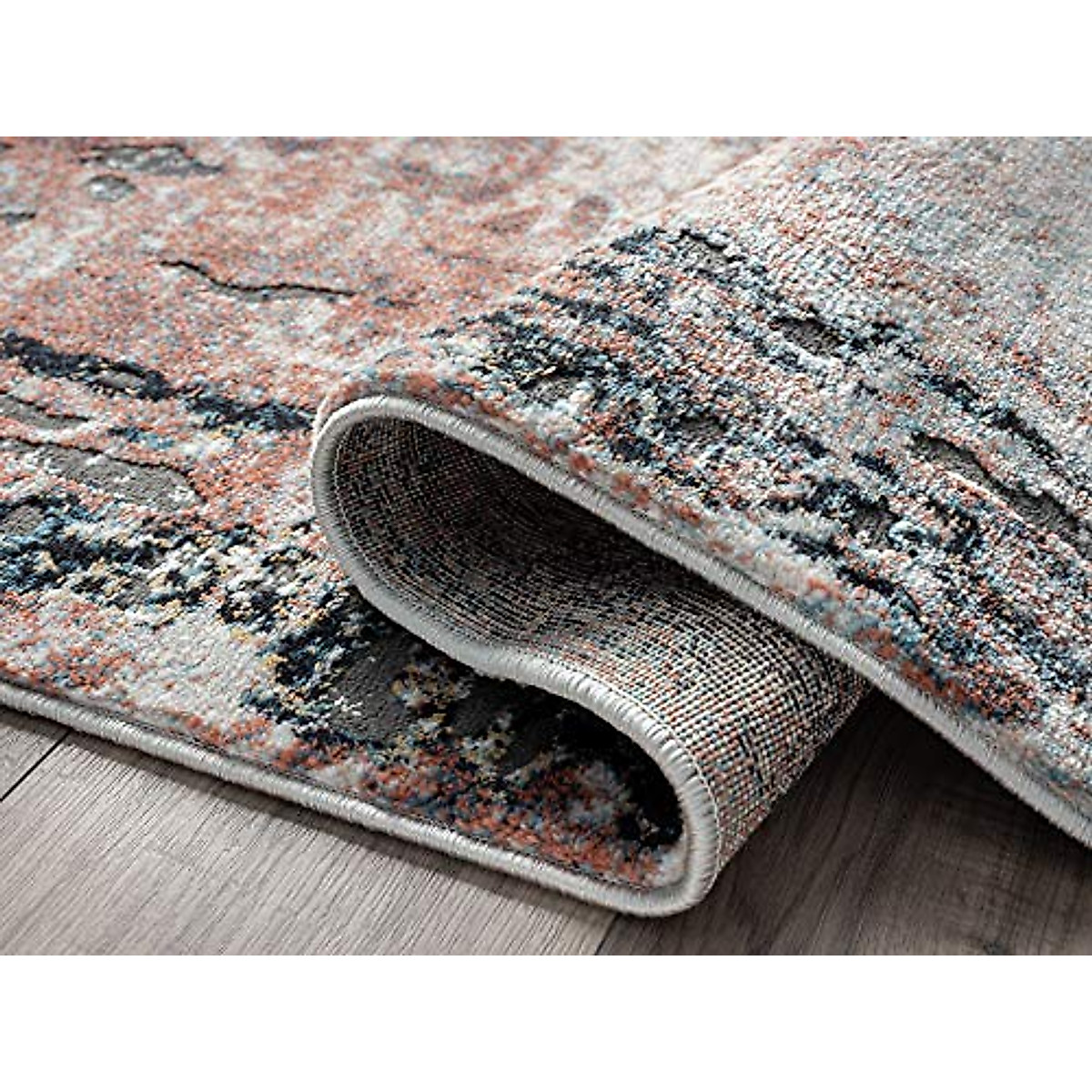 Abani 4' x 6' Contemporary Warm Rust Abstract Farmhouse Rug Rugs Modern Non-Shed Multicolor Distressed Living Room Rug