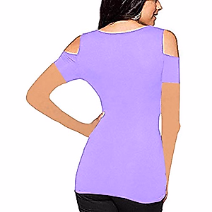 Merryfun Women's Long Sleeve Sexy Blouse Deep V Neck Casual Bodycon Tee Shirts Tops,Light Purple L