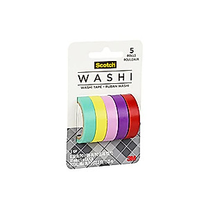 Scotch Washi Tape, Tropical Design, 5 Rolls,  Great for Bullet Journaling, Scrapbooking and DIY Décor (C1017-5-P2)