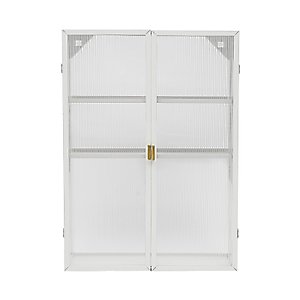 Gdrasuya10 White Wall Mounted Shelf with Removable Shelf Dual Pc Door Wall Cabinet Wider Three Shelves Design, Free Height Adjustment, Suitable for Office, Dining Room, Living Room, Kitchen, Bathroom