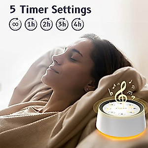 BrownNoise Sound Machine with 30 Soothing Sounds 12 Colors Night Light White Noise Machine for Adults Baby Kids Sleep Machines Memory Function 36 Volume Levels 5 Timers for Home Office Travel (White)