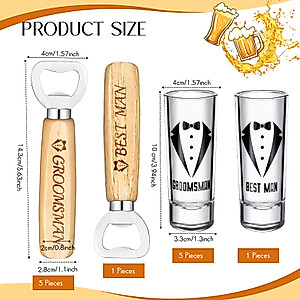 Didaey 12 Pcs Groomsmen Shot Glasses and Beer Bottle Opener Set Include 6 Best Man Groomsmen Shot Glasses and 6 Bottle Opener Bulk Groomsmen Gifts Groomsman Proposal Gifts for Wedding Favor (Simple)