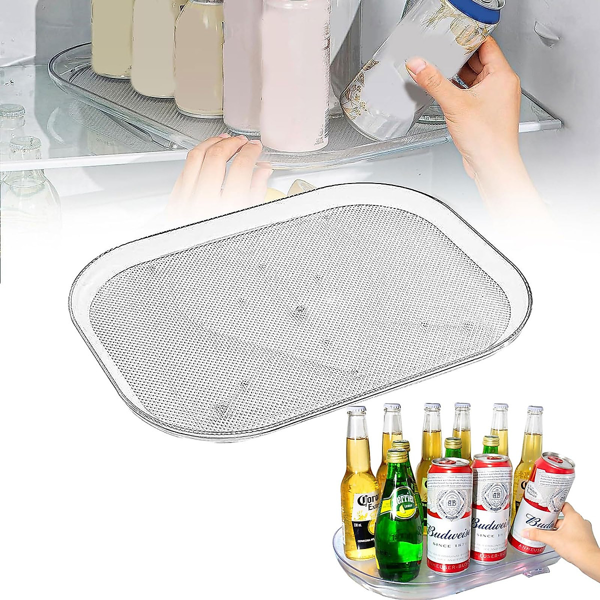 Square Lazy Susan for Refrigerator,Countertop Condiment Storage Rack, Lazy Susan Cabinet Organizer,Household Rotating Storage Rack for Kitchen,(13.78 * 10.24in).…