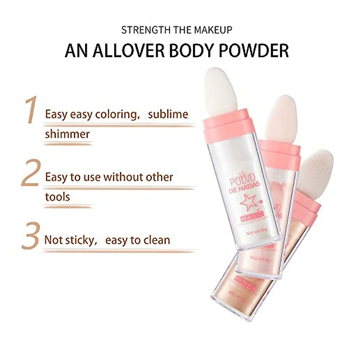 Polvo De Hadas Powder Highlighter Body Brightens the Natural Three-dimensional Face Powder Blusher (03# Golden browm)