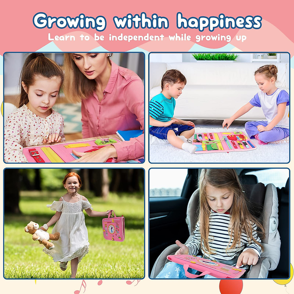 SUGELI Busy Board for Toddlers, 25 in 1 Montessori Toys Activity Board Sensory Toys for 1 2 3 4 5 6 Year Old Girls