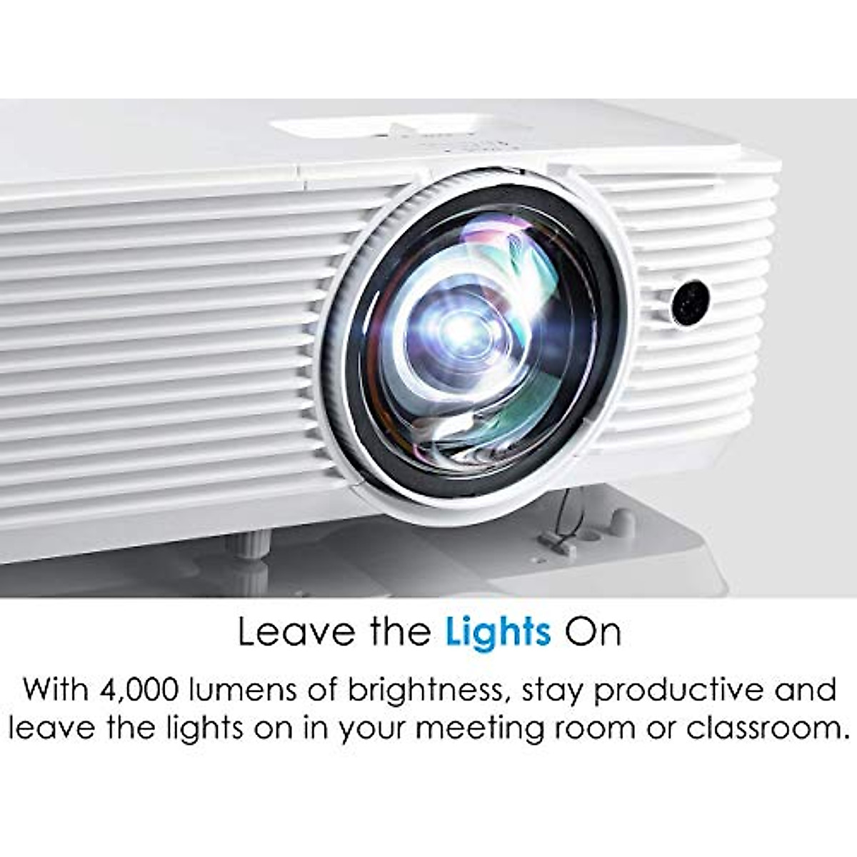 Optoma EH412ST Short Throw 1080P HDR Professional Projector | Super Bright 4000 Lumens | Business Presentations, Classrooms, or Meeting Rooms | 15,000 hour lamp life | Speaker Built In (Renewed)