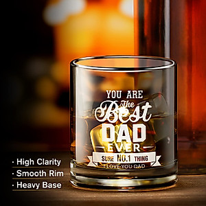 Kollea Christmas Gifts for Dad from Daughter, 10 Oz You Are The Best Dad Ever Whiskey Glass, Funny Gag Birthday Gift Ideas for Men Daddy Papa Who Have Everything