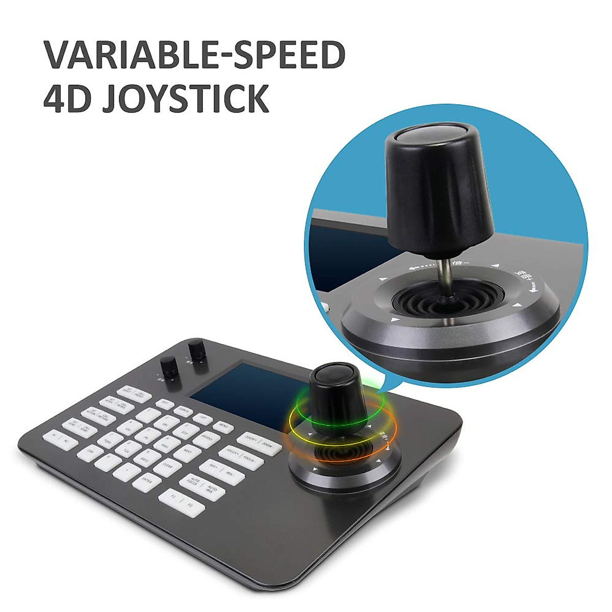 LEFTEK Video Conference PTZ Controller Decoding Series Keyboard with 5 Inch LCD Screen 4D Joystick POE Function Protocol Connection