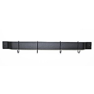 Rogar 24" Black Bar Rack with 4 Black Hooks