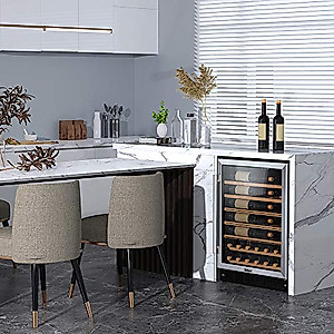 Galanz GLW57MS2B16 47 Bottle Built in Wine Refrigerator, Digital Temperature Control, White LED Interior Lighting, 5.7 Cu. Ft., Stainless Steel