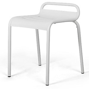 LOKKHAN White Metal Patio Dining Chairs Set of 2 Stackable Modern Bistro Cafe Bar Chairs, 18" Indoor-Outdoor Seating, Lower-Back Iron Chairs for Deck Garden Backyard Lawn