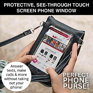 Save the Girls Cell Phone Purse Charming Cat Design (Black) - Touch Screen Women’s Crossbody Handbags (Just For Fun) - Phone Bag & Crossbody Phone Strap (Cat Purse)