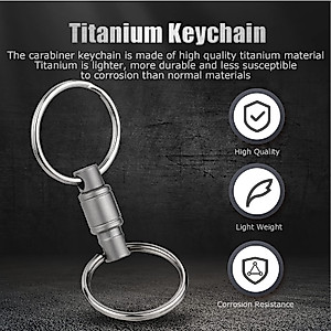 Titanium Quick Release Keychain, Detachable Key Ring Heavy Duty Swivel Key Holder with 2 Stainless Steel Key Rings UIInosoo for Double-End Pull Apart Keys Easily