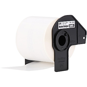 Brother Genuine DK-12343PK Die-Cut Name Badge Paper Labels, 2.3 in x 3.4 in (60 mm x 86 mm) Adhesive Name Badge White Paper Labels, 260 Labels per Roll, (3) Rolls per Box