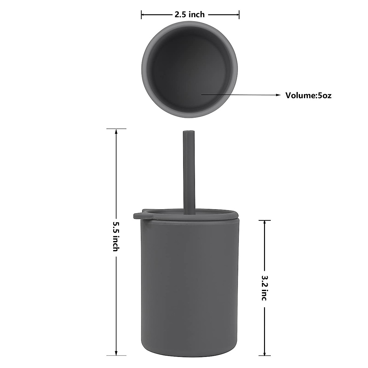 Straw Cups for Toddlers 12M+, Silicone Baby Cup with Straw Non-smell, Silicone Straw Cup 5oz.