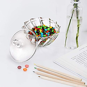 Fasmov 2 Pcs 7.7 inch x 6.7 inch Large Glass Candy Dish with Lid, Covered Decorative Weddings Candy Buffet Food Storage Container Crystal Candy Jar for Home Kitchen Office Table
