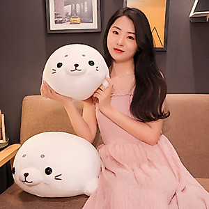 XIOU Cute Seal Plush Toy Stuffed Animal, Super Soft Seal Hugging Pillow, Chubby Seal Plushie Gift for Kids Children Girls Boys Baby Toddlers, Sea Animal Adorable Home Decor (S-19.7in/50cm)