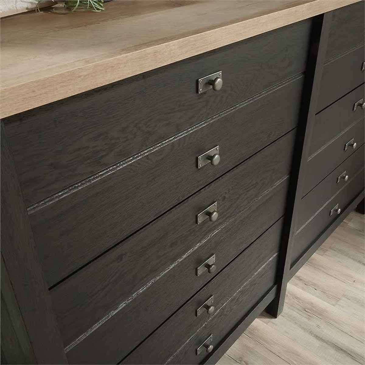 Sauder Cottage Road 6-Drawer Bedroom Dresser in Raven Oak, Raven Oak Finish