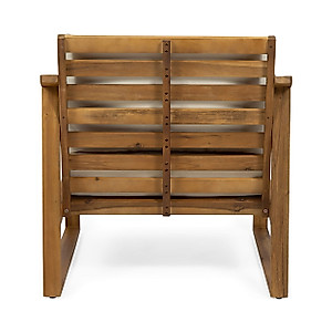 Christopher Knight Home Adolph Outdoor Acacia Wood Club Chairs with Water Resistant Cushions, Teak and Beige