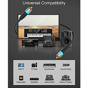 BlueRigger RCA Audio Subwoofer Cable (6FT, Dual Shielded with Gold Plated RCA to RCA Connectors) – for Subwoofer, Amplifier, Home Theater