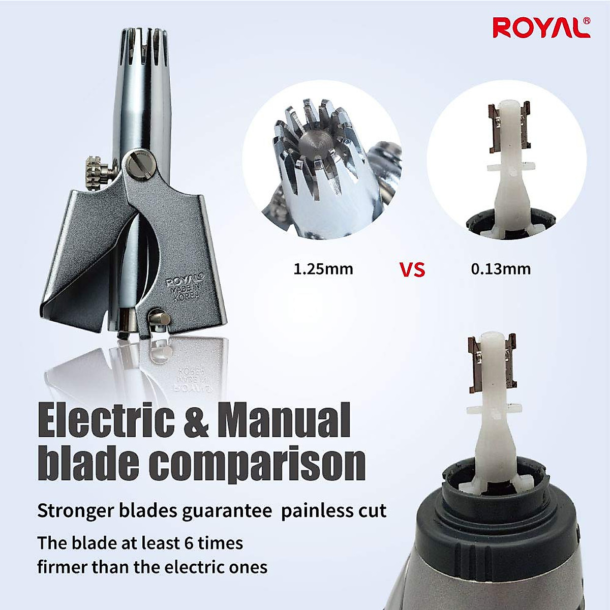 ROYAL [Made in Korea] Nose Hair Trimmer for Men Birdie, Manual, Battery-Free, Waterproof, Painless with Twelve Dual-Edged Blades, Patented Mechanism ET-4