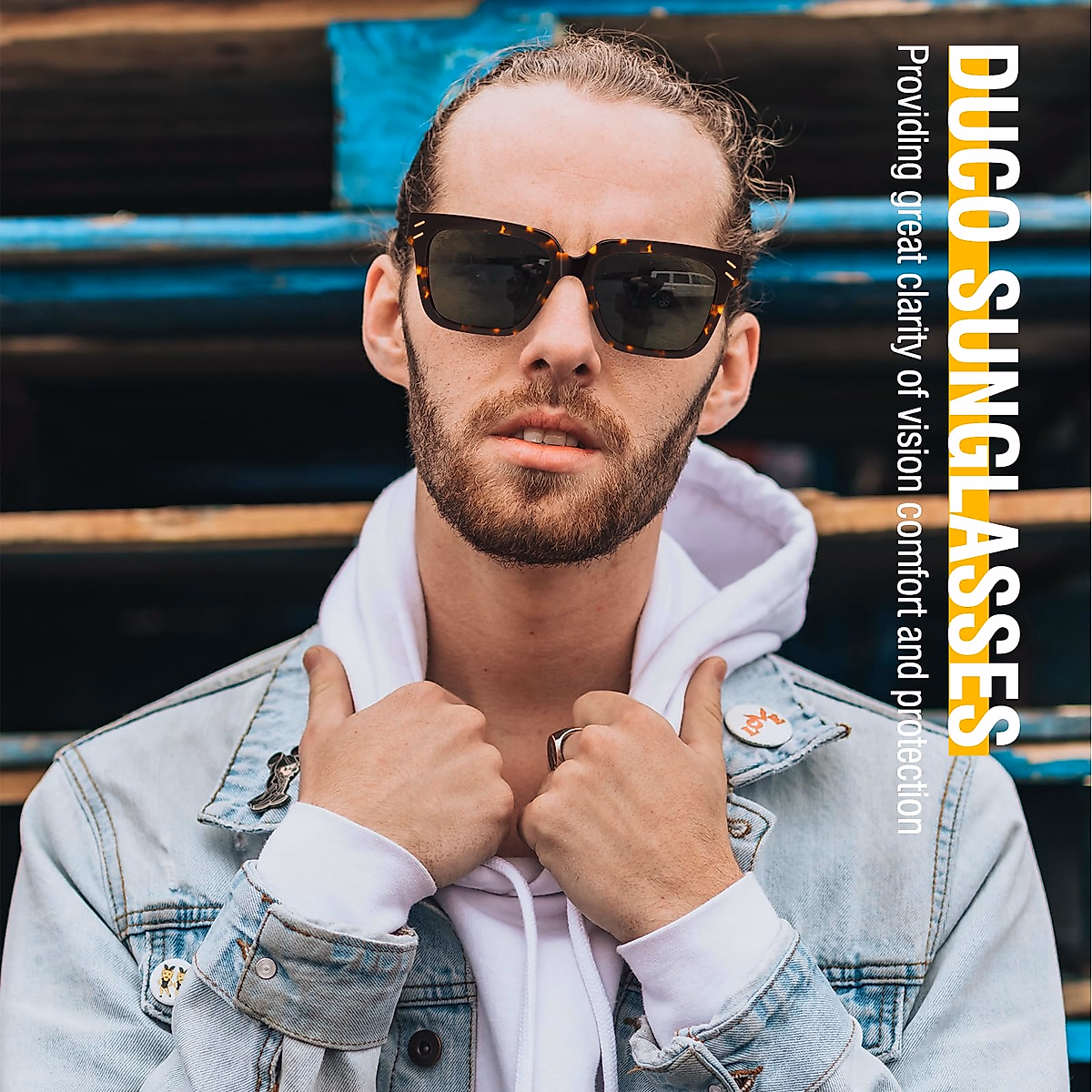 DUCO Retro Square Polarized Sunglasses for Men Women Trendy Vintage Luxury Acetate Sun Glasses UV400 DC2368