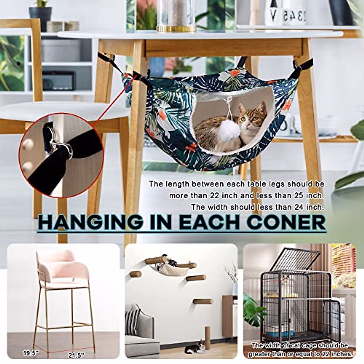 TIRTI Cat Cage Hammock, Double Layer Soft Plush Hanging Pet Bed, Suitable for Indoor Cats Kitten Ferret Hamster Rabbit or Small Animals, 2 Level Comfortable Hammock Bed for Spring/Summer/Winter