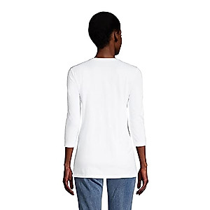 Lands' End Womens 3Q Cotton Supima Crew Neck Tunic White Plus 2x
