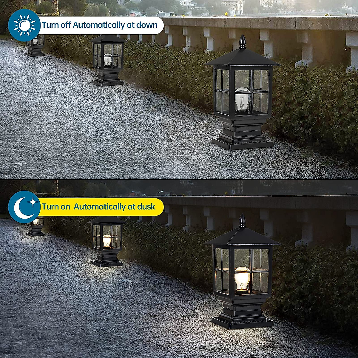 SLAWA Outdoor Post Light Fixture, Modern Outdoor Column Lights IP54 Waterproof Aluminum Pillar Lights Outdoor Lighting for Yard Garden Patio Path, with Clear Glass Shade