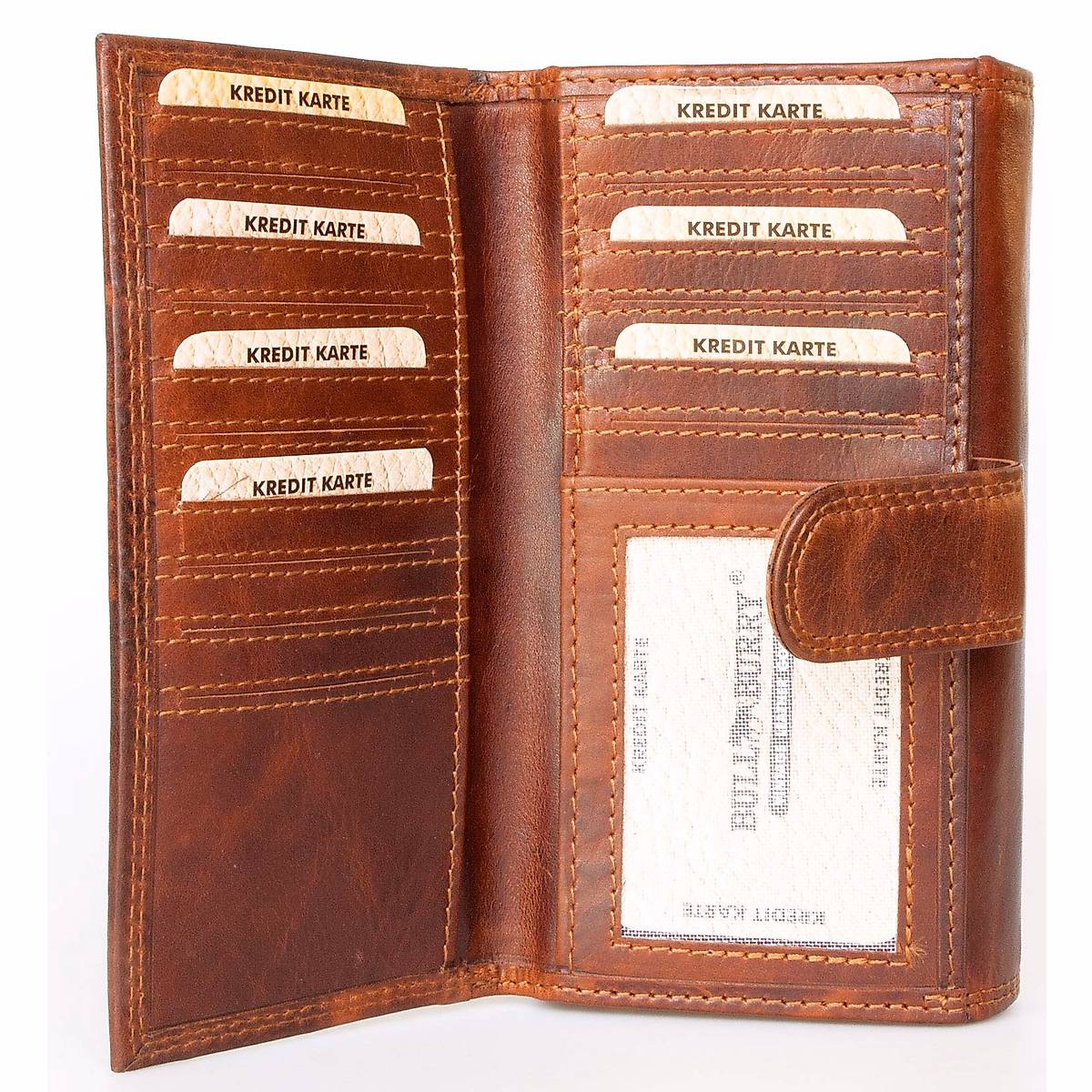 Double Sided RFID Leather Wallet Bull Burry Whole Made of a Strong Genuine Cowhide Brown One Size BB 160000 L101 BRN Vintage Double Sided Medium Brown