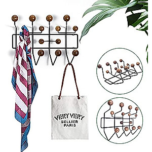 AngelcityCC Practical Coat Rack Wall Hanger Coat Rack Solid Walnut Wooden Balls Wood Modern Wall Mounted Coat Hooks with Painted Solid Wooden Balls Classic Coat Rack