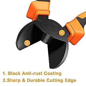 BOENFU Wire Cutters Electrical Heavy Duty CRV Steel, Comfort Grip Diagonal Cutting Pliers for Crafting, Floral Wire, Chicken Wire, Artificial Flowers, Orange, 7.5 Inches