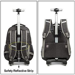 MOHCO Rolling Backpack 18inch with Lunch Bag and Pencil Case Wheeled School Bookbag for Boys and Girls