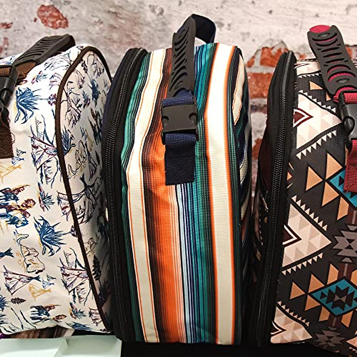 HOOEY Waterproof Liner Mesh Pockets Collapsible Lunch Box with Handle and Strap (Cream/Brown)