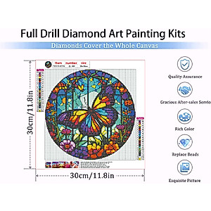 RYMILIE Diamond Painting Kits for Adults - Butterfly Flowers DIY 5D Diamond Art Kits Full Drill Diamond Dots Paintings with Diamonds Gem Art and Crafts Home Decor 12x12inch