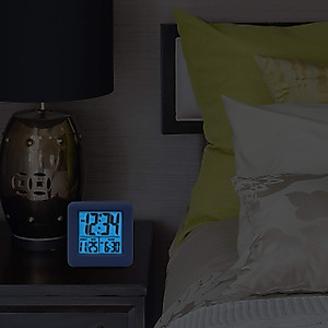 Equity by La Crosse 70905 Soft Blue Cube LCD Alarm Clock 5.20in. x 4.20in. x 3.30in.