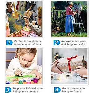 ARPADAMO Adults Beginners Paint by Number Kits ? Press Digital Easy Acrylic Black cat 4 Pieces Paint, DIY Watercolor Paint Press Digital kit on Canvas Home Wall Decoration Without Frame 12×16inch