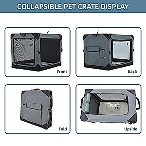 Pettycare 36 Inch Collapsible Dog Crate for Large Dogs, 4-Door Foldable Soft Dog Kennel with Chew Proof Mesh Windows, Indoor & Outdoor Travel Dog Crate, Soft Side Dog Crate
