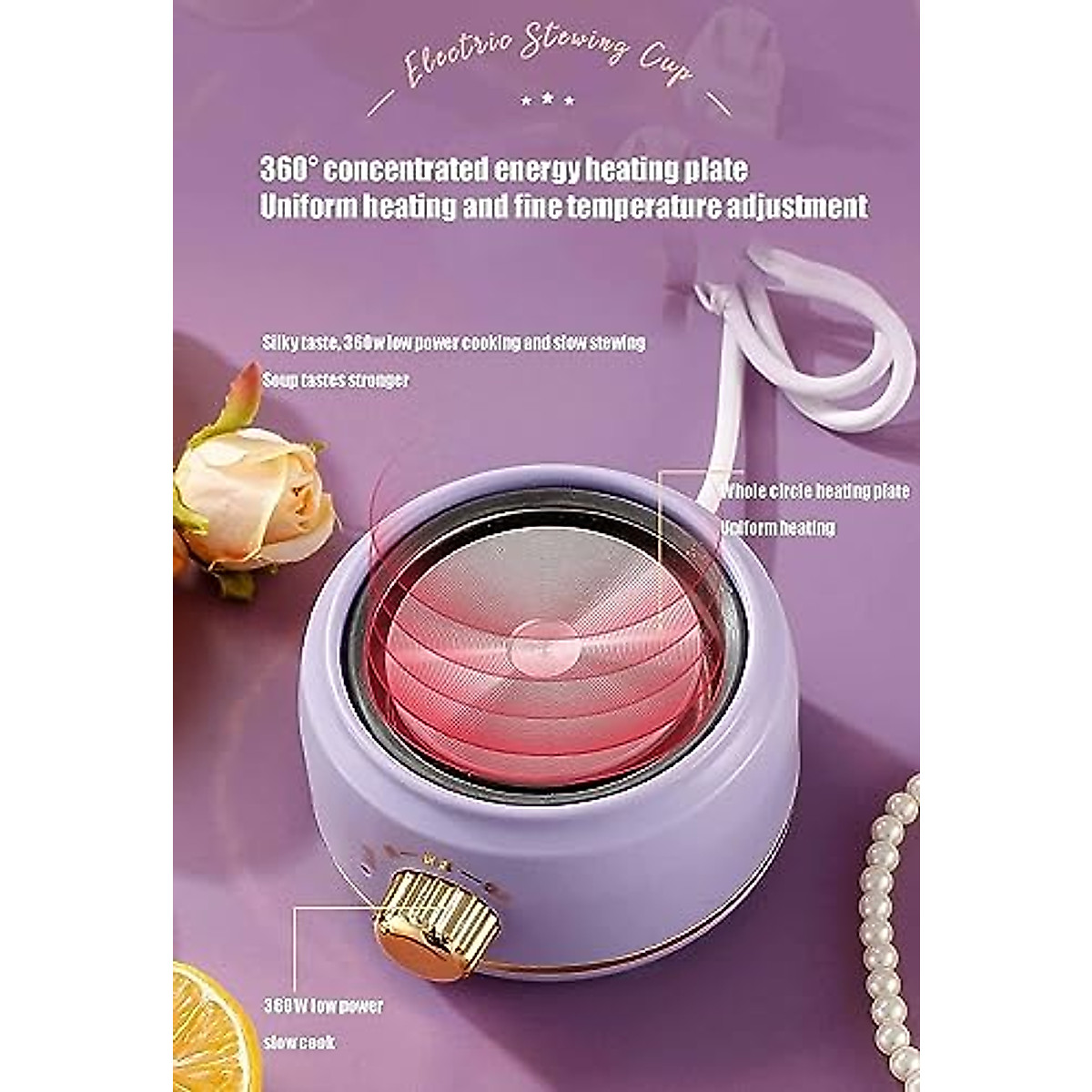 600ML Health Pot Household Multifunctional Glass Kettle Electric Tea Pot Hot Water Dispensers Electric Kettle Flower Teapot Automatic Electric Stew Bird's Nest Pot Stainless Steel B,600ML (Color : B