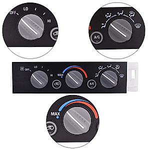 Heater A/C Control Switch Panel Module Without Rear Window Defogger Fits for 1996-2002 Chevy GMC Pickup Truck Replaces 9378815 599-007 16238895