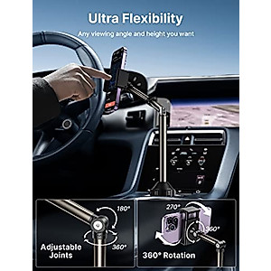 JSAUX Cup Phone Holder for Car Truck with Long Arm, Multi-Adjustable Ultra Stable Cup Holder Phone Mount Cellphone Cradle Compatible with iPhone, Samsung Galaxy, Google Pixel and Other Smart Phones