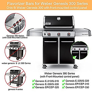 Hiorucet 17.5'' 7620 Flavorizer Bars and 65505 Heat Deflector for Weber Genesis 300 Series, E310 S310 E320 E330 S330 Grill Parts (Front Control), Stainless Steel Heat Plates Replacement Parts