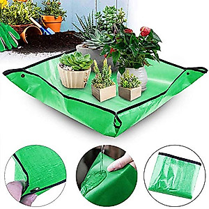 2Pack Plant Repotting Square Mats,39.3Inch Foldable Garden Transplanting Work Cloth,Waterproof Dirty Catcher Gardening Succulent Potting Tarp for Indoor Bonsai Succulents Plant Care (Green)