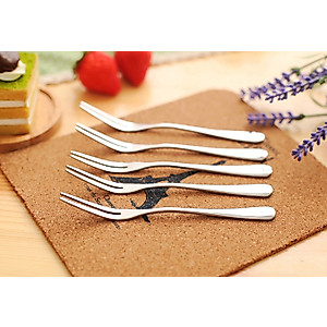 Hosybal Crab Stainless Steel Forks,Escargot Forks 2 Prong Tasting Appetizer Forks Portable Cocktail Salad Fruit Forks for Party Travel,Set of 10, 5 Inches (10 Pcs)