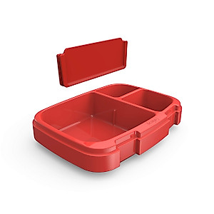 Bentgo Fresh Tray (Red) with Transparent Cover - Reusable, BPA-Free, 4-Compartment Meal Prep Container with Built-In Portion Control for Healthy At-Home Meals and On-the-Go Lunches